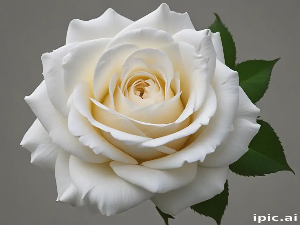 Delicate White Rose Blooming Elegantly Against a Soft Gray Background