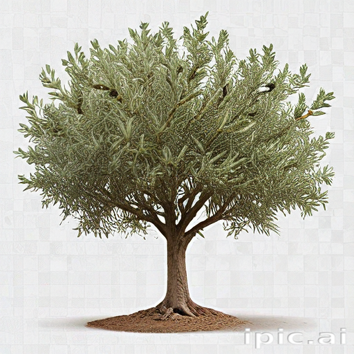 Realistic Olive Tree with Lush Green Leaves and Detailed Trunk Design
