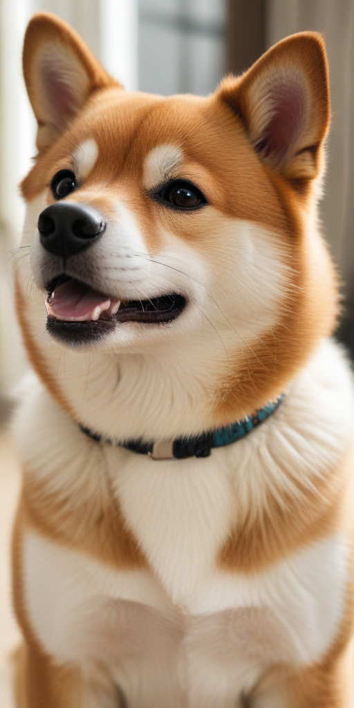Adorable Corgi with a Bright Smile and Fluffy Fur at Home