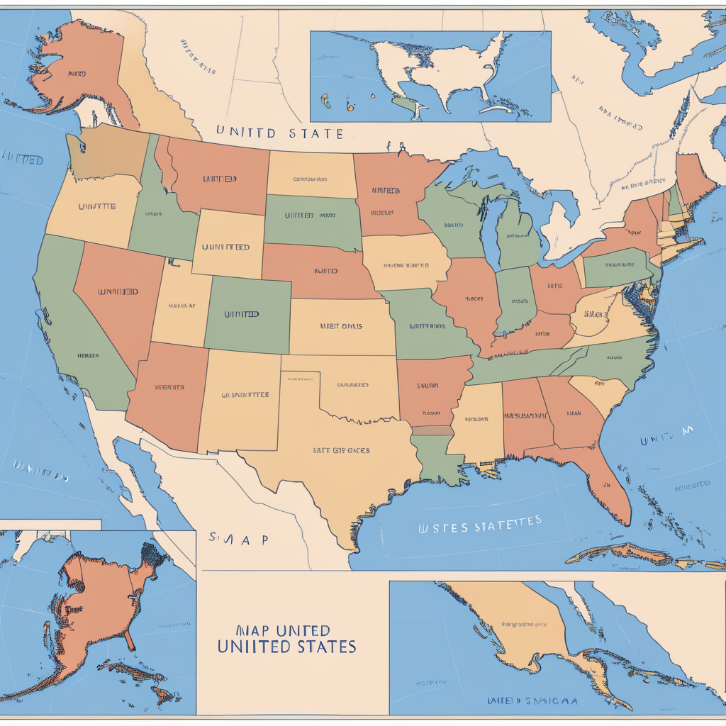 Color-Coded Map of the United States Highlighting Each State's Borders ...