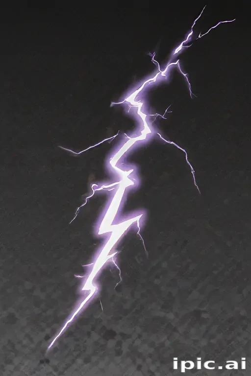 Striking Purple Lightning Bolt Illuminates a Dark Background with Energy