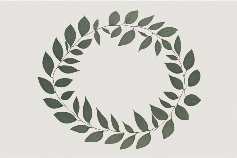 Elegant Circular Arrangement of Green Leaves Forming a Natural Wreath ...