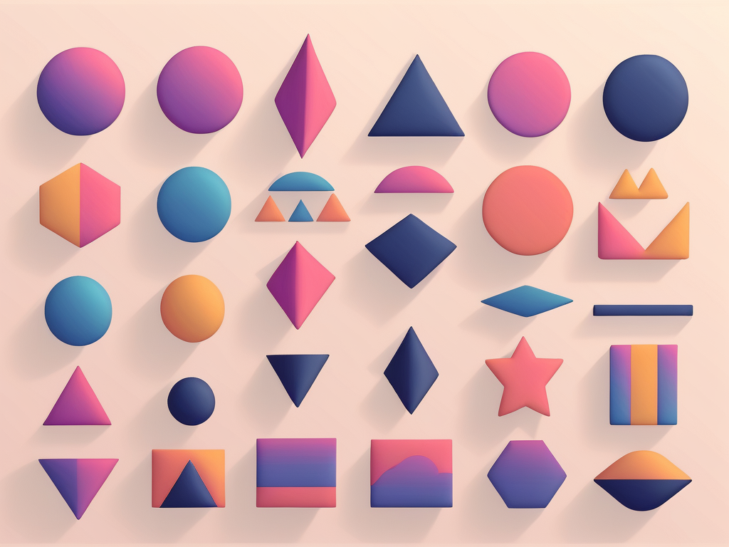 Colorful Collection of Geometric Shapes in Various Designs and Shades