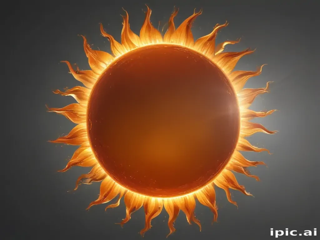 Radiant Sun with Fiery Rays Illuminating a Dark Background