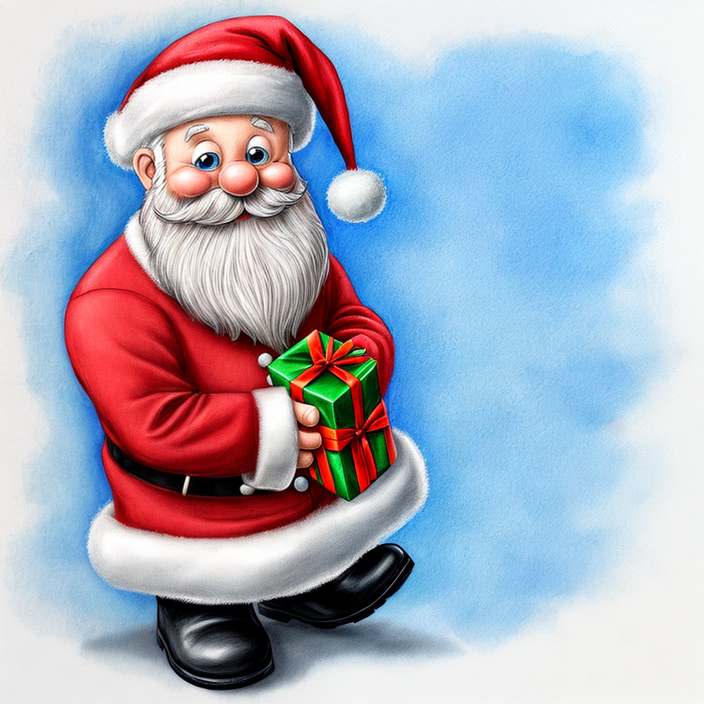 Christmas cartoon santa for coloring page