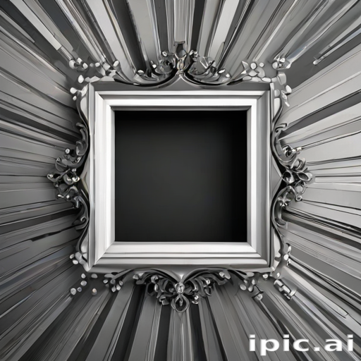 Elegant Silver Frame Surrounded by Radiating Metallic Stripes and Textures