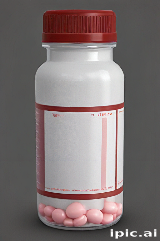 Container of Pink Pills: A Prescription Bottle with Round Tablets Inside