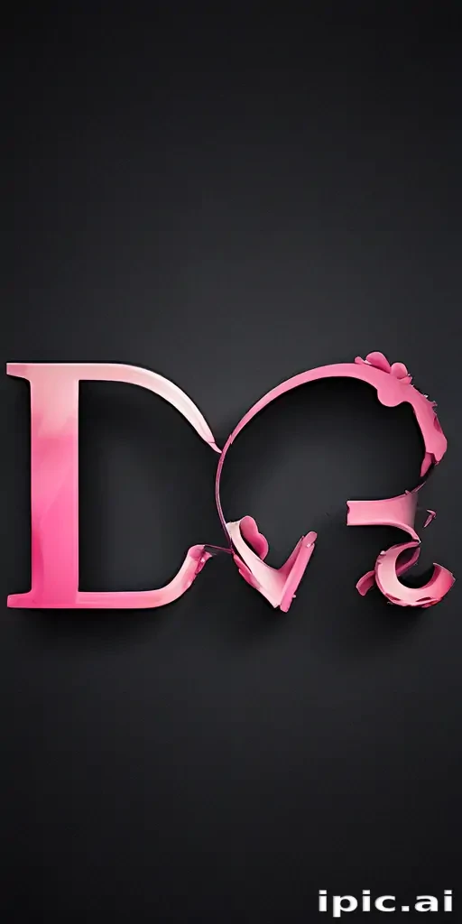 Elegant Pink Letter Design with Artistic Flourishes and Modern Aesthetic