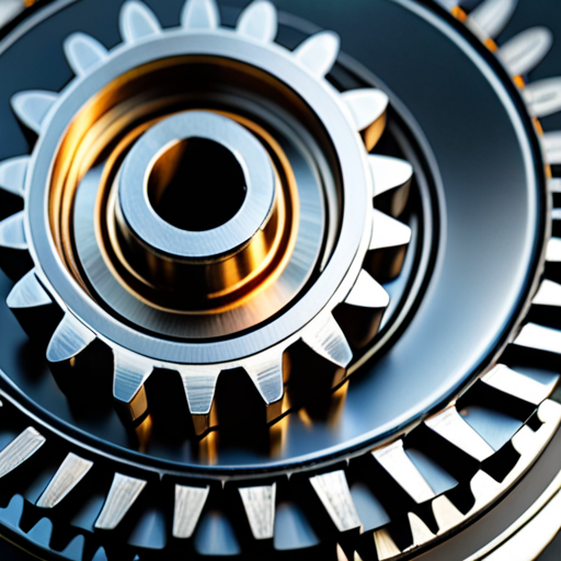 three connecting gears in different sizes, structured surface