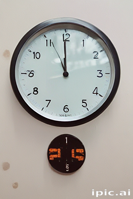 Wall Clock Displaying Time with Traditional and Digital Formats Side by ...