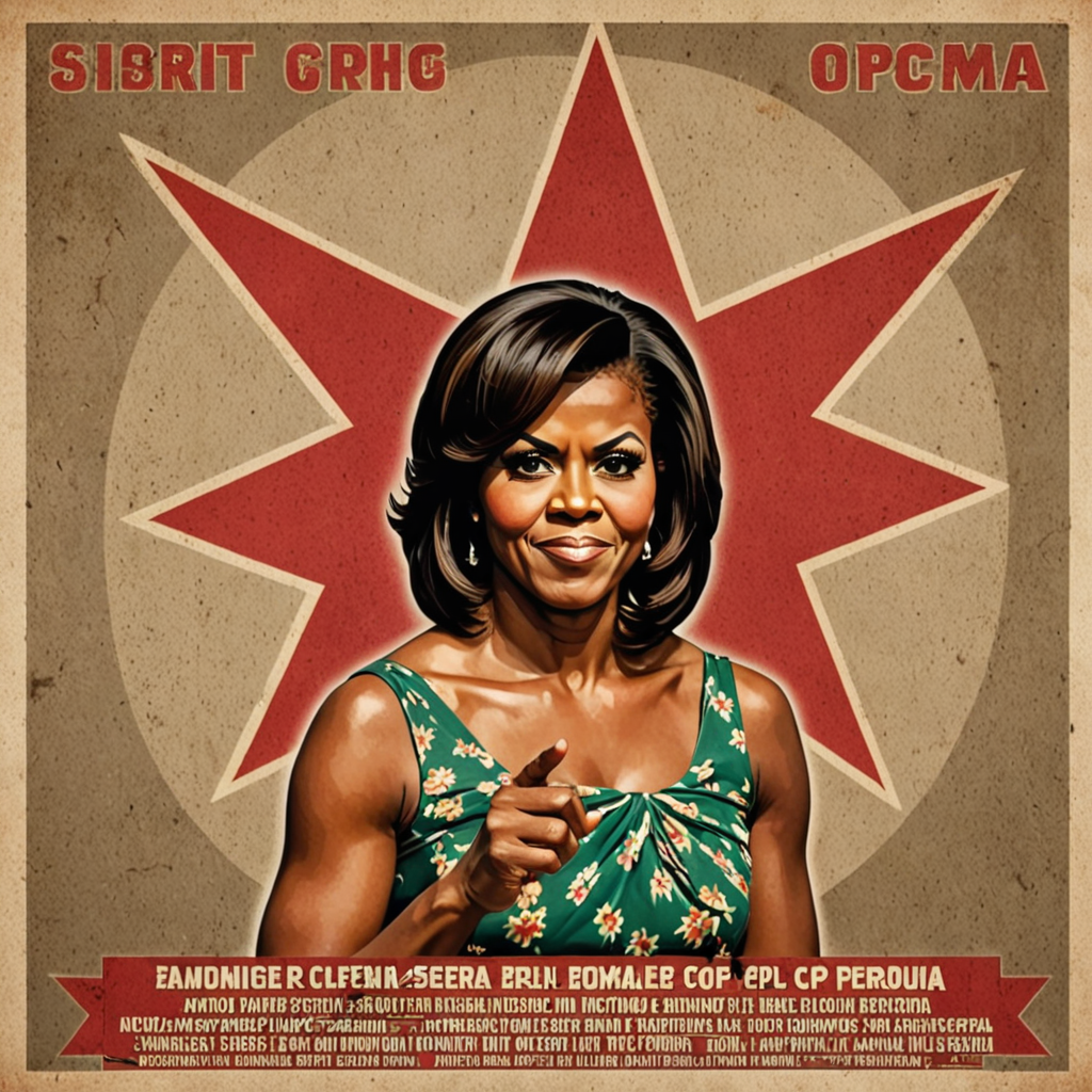 stern faced Michelle Obama CCCP soviet style propaganda poster