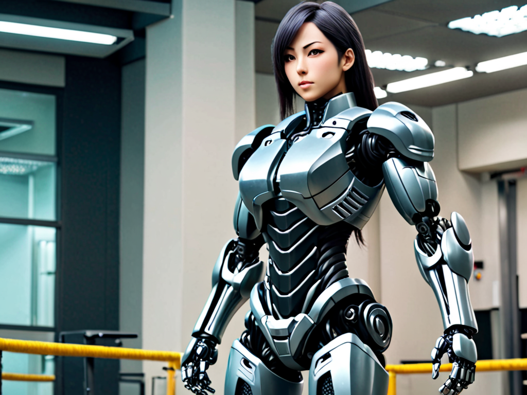 muscle robot girl anime