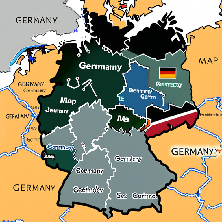 Colorful Map of Germany Highlighting Different Regions and Their Names