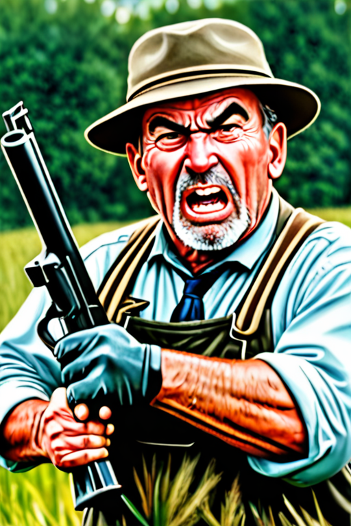 Angry Farmer with Tommy Gun