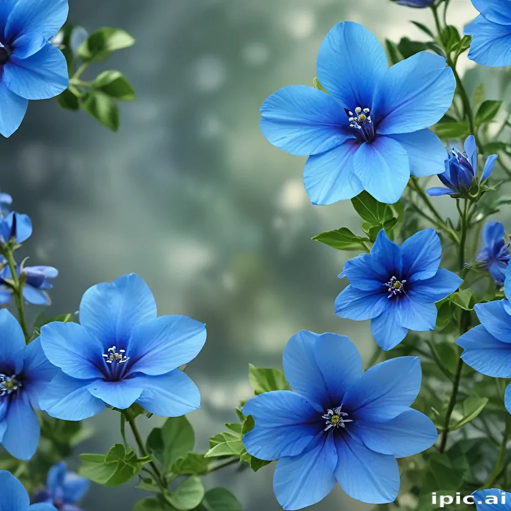 Vibrant Blue Flowers Blooming Against a Soft, Dreamy Background