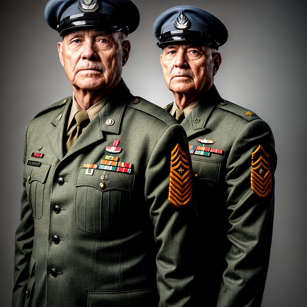 “Portrait of a military veteran in uniform, with strong, directional ...