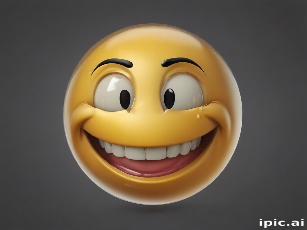 A Joyful Cartoonish Face with a Big Smile and Expressive Eyes.