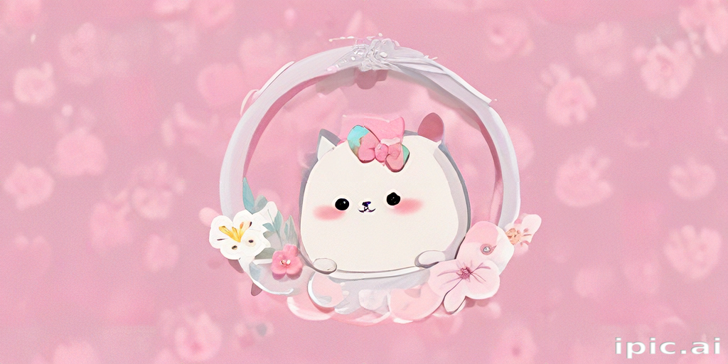 Adorable Paper Craft of a Cute Cat Surrounded by Colorful Flowers