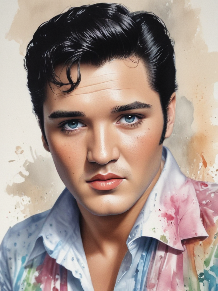 elvis presley in water color