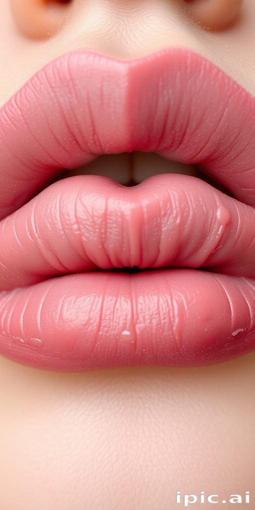 Close-Up of Smooth, Glossy Lips with Soft Pink Lip Color