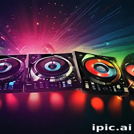 Dynamic DJ Turntables Creating Vibrant Light Patterns in a Nightclub ...