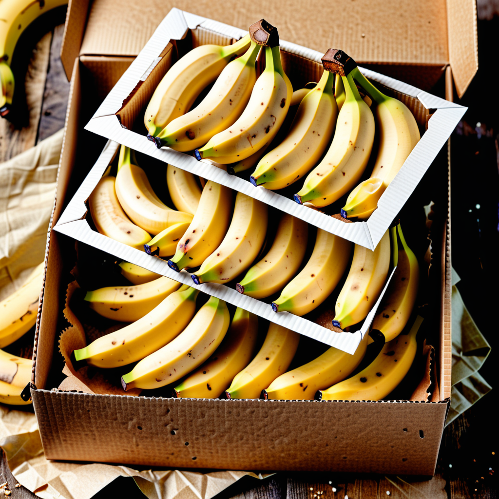 A Beautiful Arrangement of Fresh Bananas in Cardboard Packaging for Sale