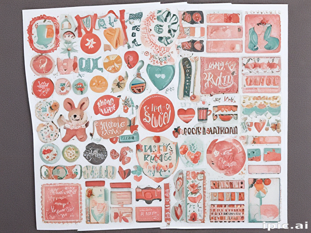Colorful Collection of Stickers for Creative Projects and Scrapbooking ...