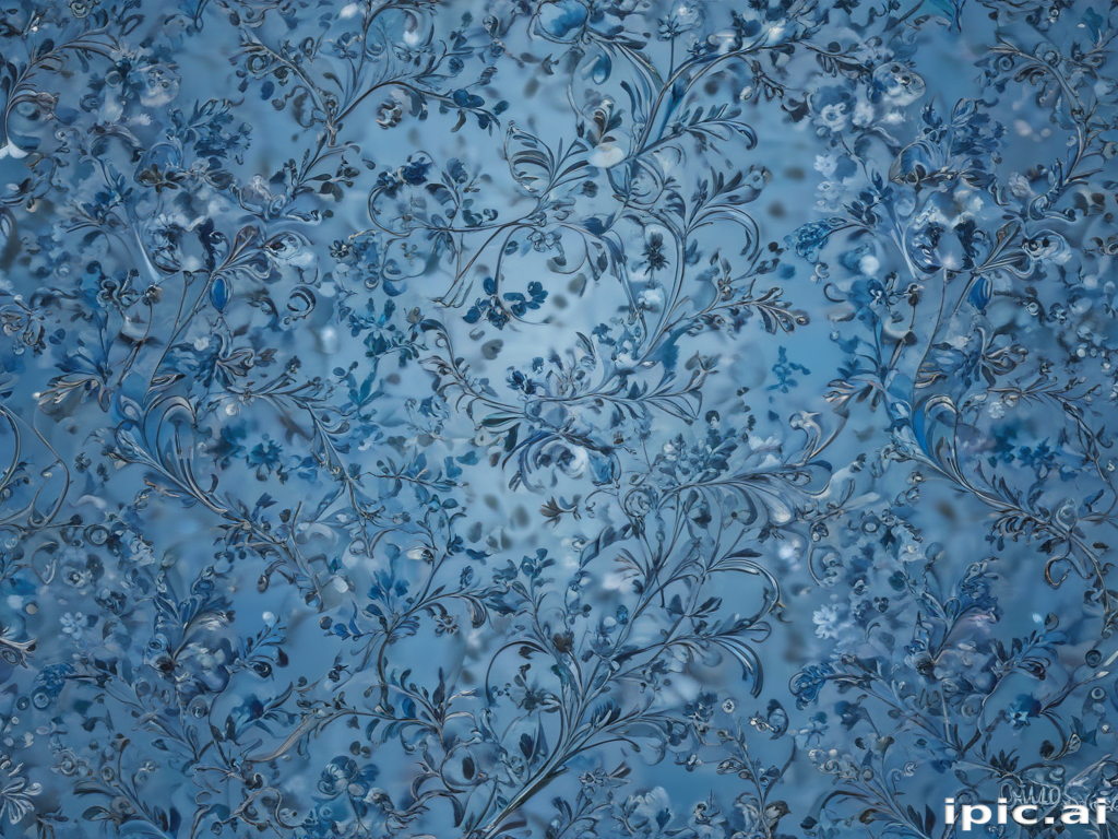 Elegant Blue Floral Pattern with Intricate Designs and Soft Textures
