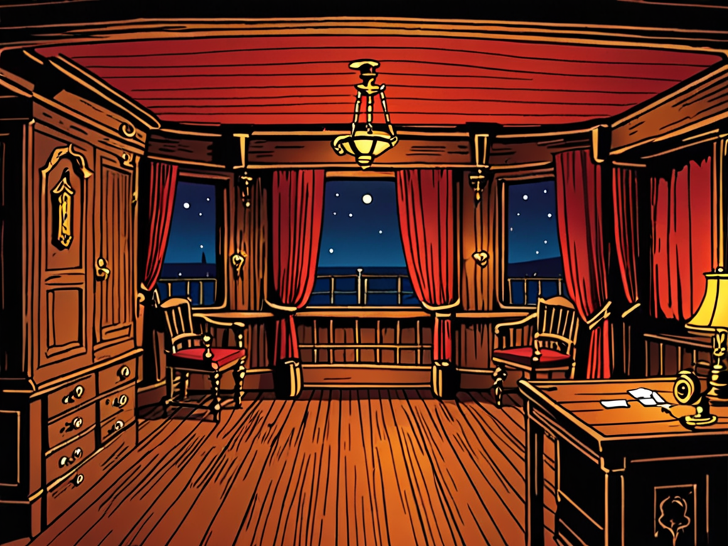 Interior of Captain Hook's state room on the pirate ship from the ...