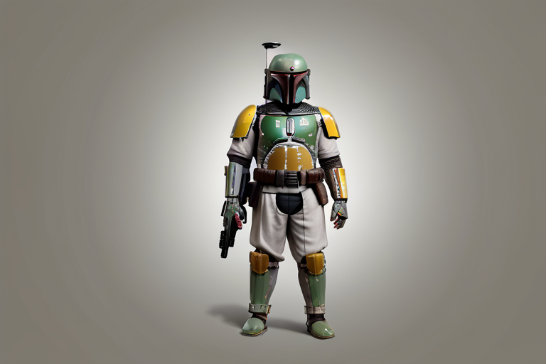 The Legendary Bounty Hunter Boba Fett in Iconic Star Wars Armor Stand.