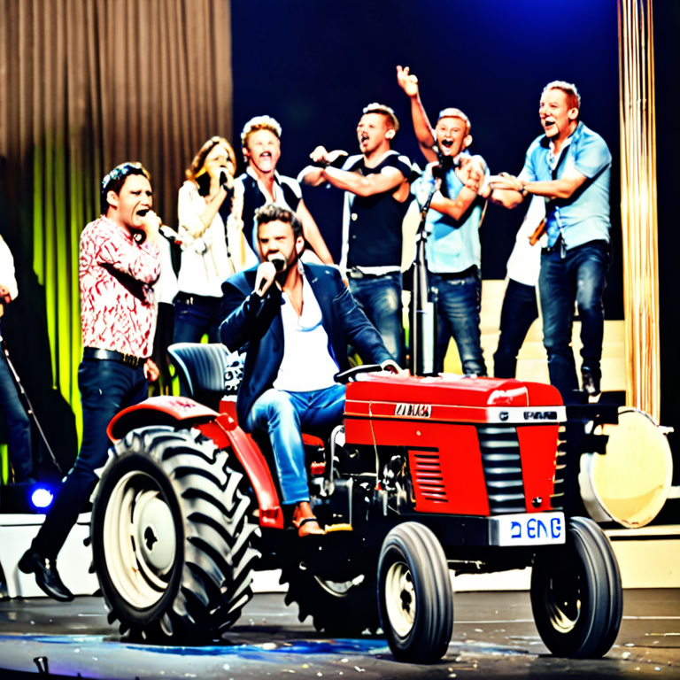 tractor hitting singers in san remo festival