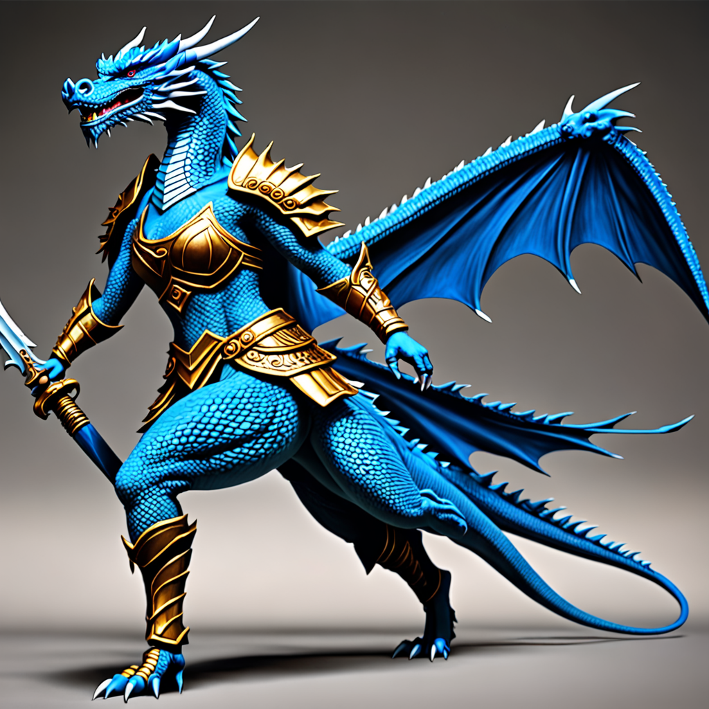 Blue dragon female woman warrior