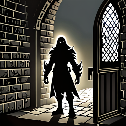 A shadow hero standing in front of a dungeon ready to beat it