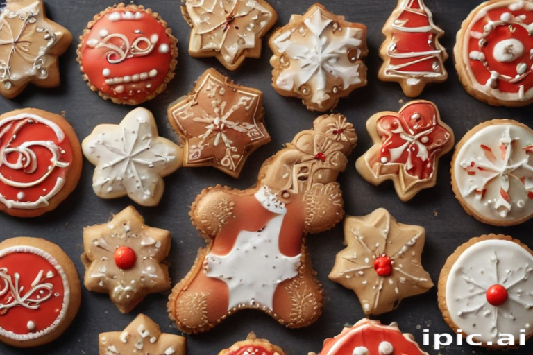 A Festive Collection of Beautifully Decorated Holiday Cookies on a Table.