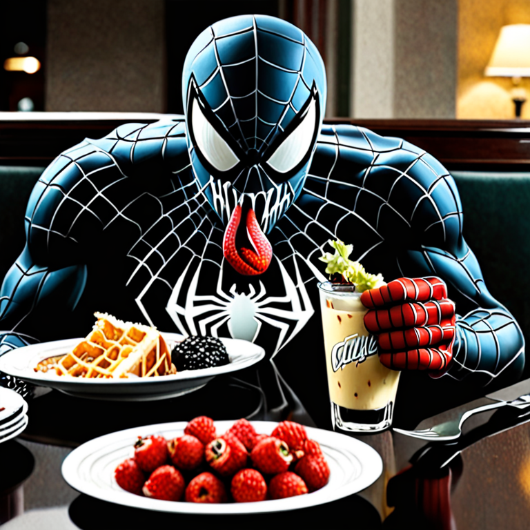spiderman eating with venom