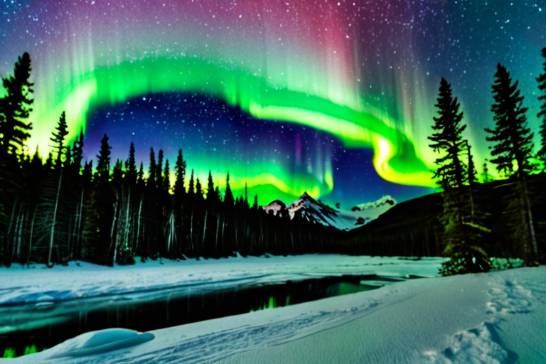 A starry night with aurora in Alaska's sky