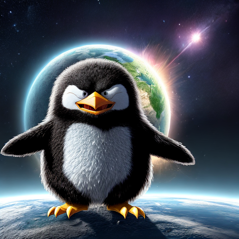 very angry cartoon penguin capable of destroying planets with his rage