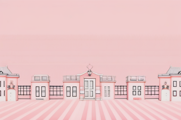 Charming Pink Facade with Elegant Doors and Whimsical Architectural Details