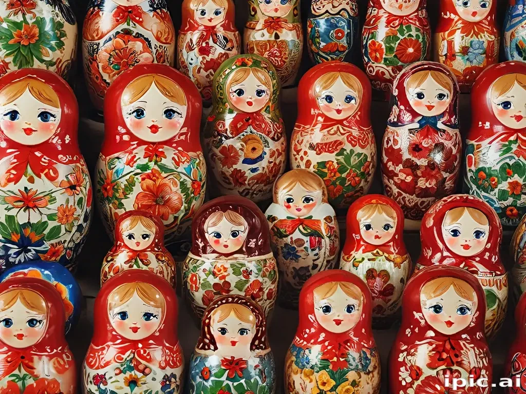 Colorful Traditional Russian Matryoshka Dolls Displayed in Intricate ...