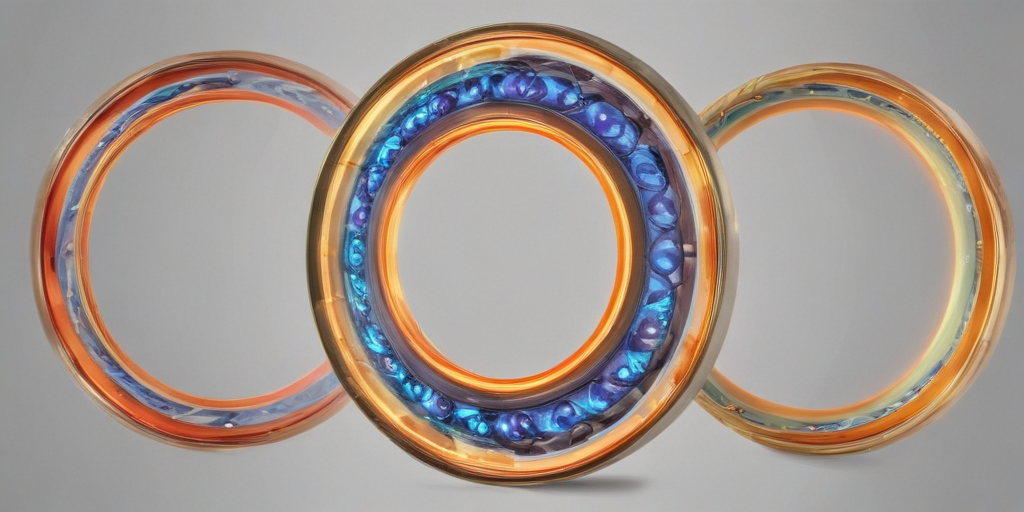Three Interconnected Rings with Glowing Blue and Orange Elements ...