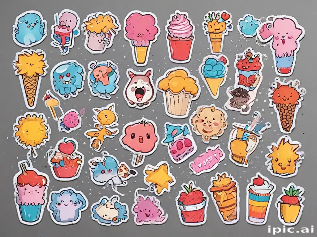 A Colorful Collection of Cute Dessert and Ice Cream Stickers for Fun!