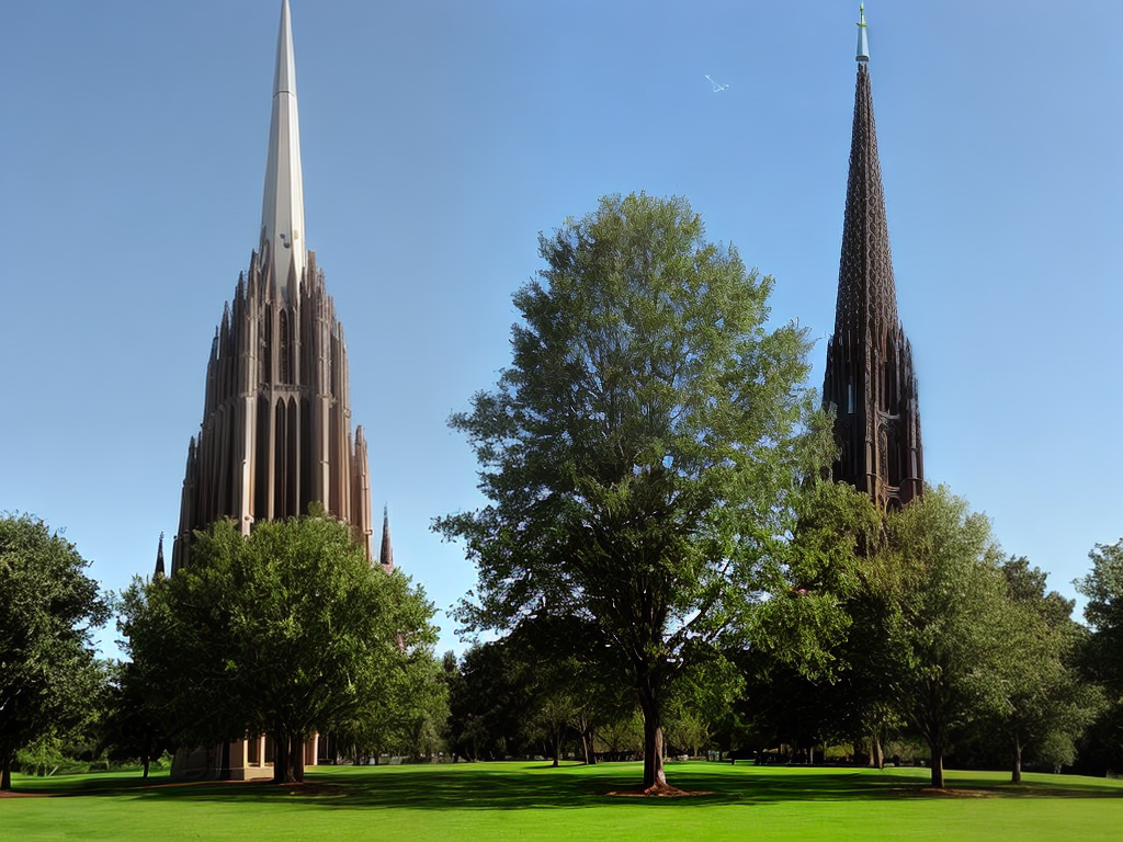 Construct a tall spire monument , with details and inscriptions made in ...