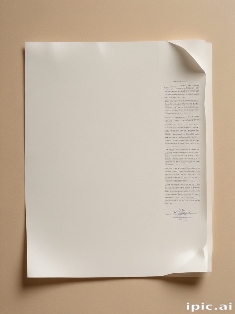 An Elegant Blank Document with a Subtle Folded Corner and Text