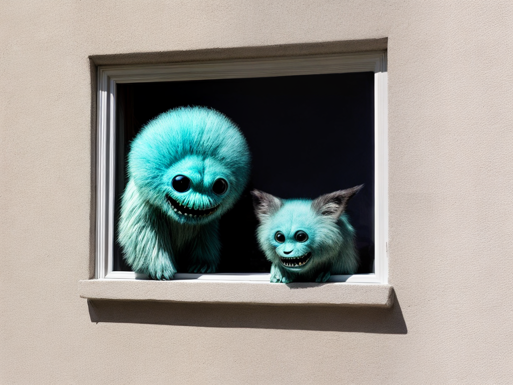 horrifying creature looking in the window