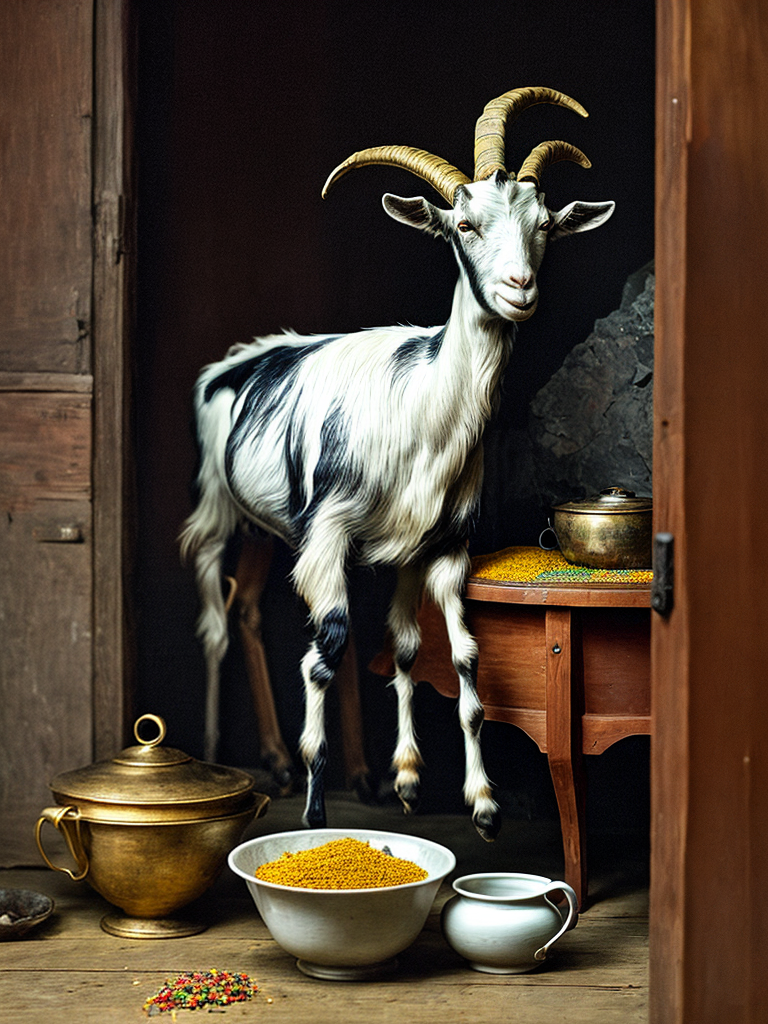 A goat sitting on the chamber pot. It's her birthday today and she got ...