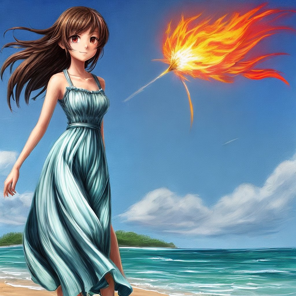 Girl in anime. Fire.