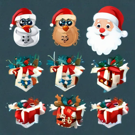 Colorful Cartoon Christmas Characters and Festive Gift Boxes with Santa ...