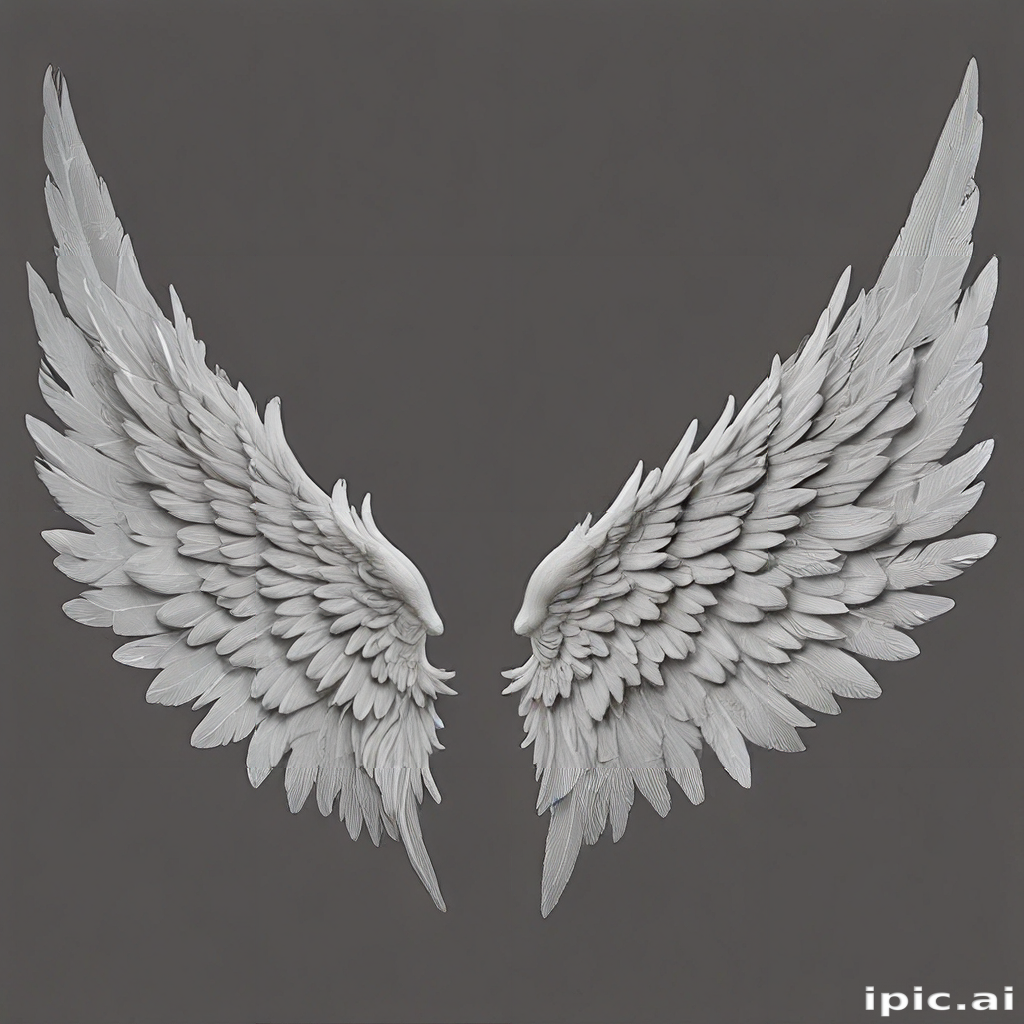 Elegant and Majestic White Wings Adorned with Intricate Feather Details.