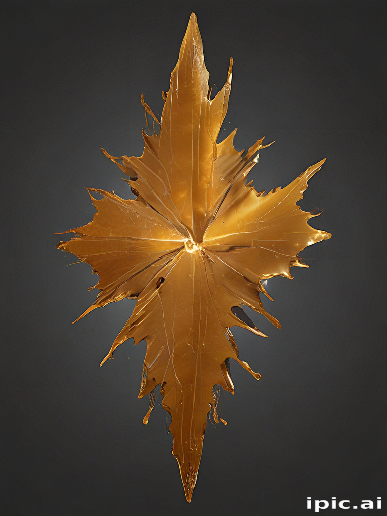 Intricate Golden Leaf Sculpture Radiating Elegance and Natural Beauty