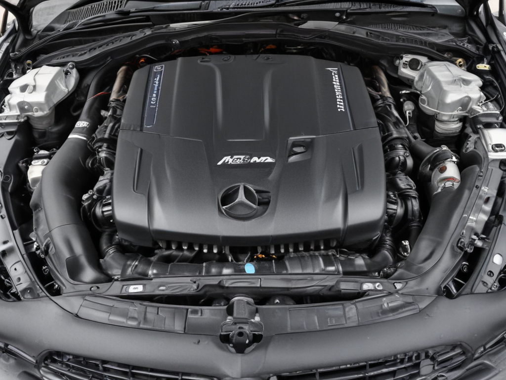 Engine compartment of a Mercedes AMG with sensors for wireless ...